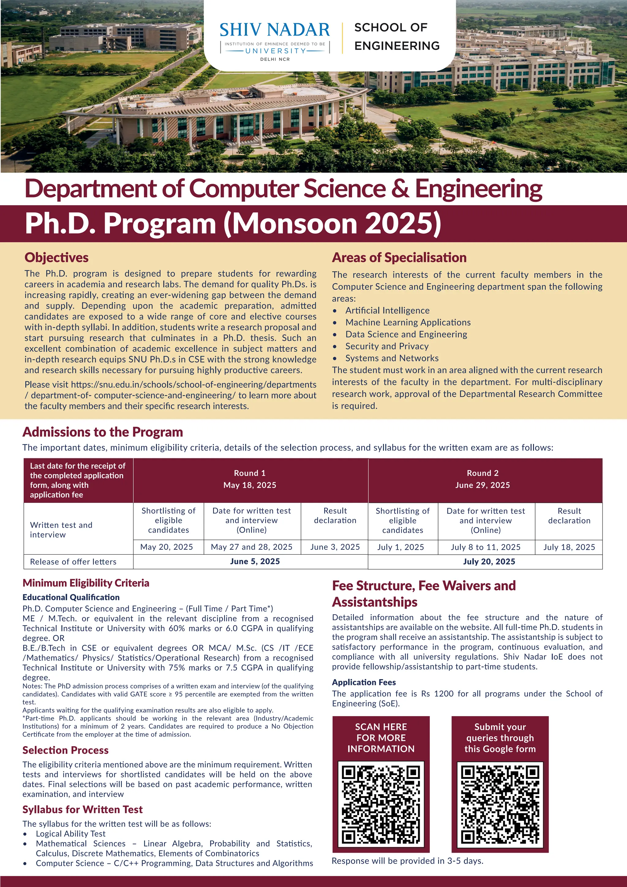 Hypothetical Summary of SNU CSE PhD Program (Monsoon 2025): | PDF