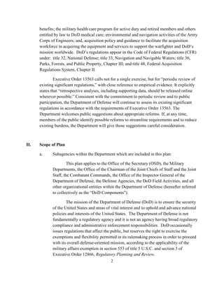 DOD Regulatory Reform Plan August 2011 | PDF