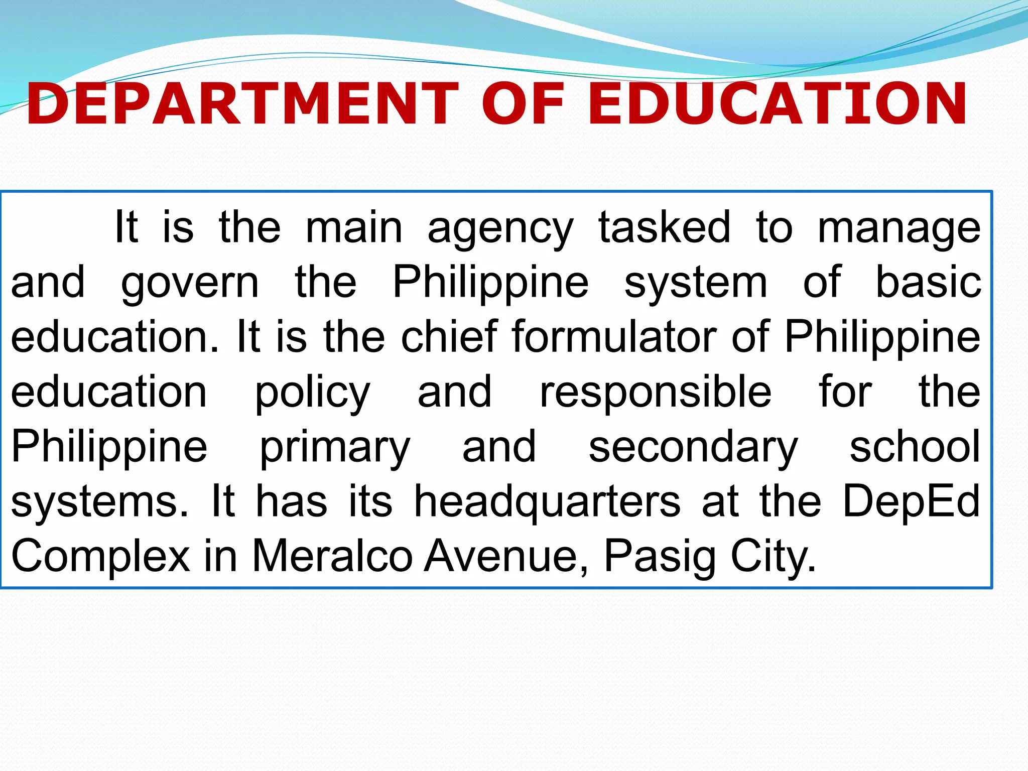 Department of Education (DepEd) Management Structure | PPTX