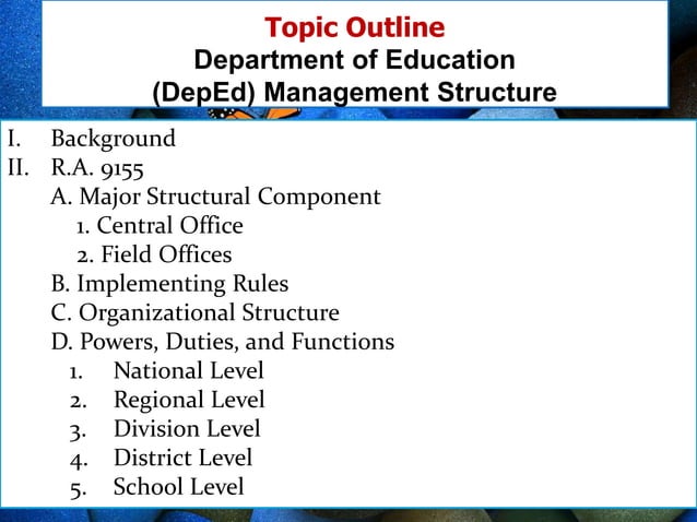 Department of Education (DepEd) Management Structure | PPTX
