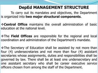 Department of Education (DepEd) Management Structure | PPTX