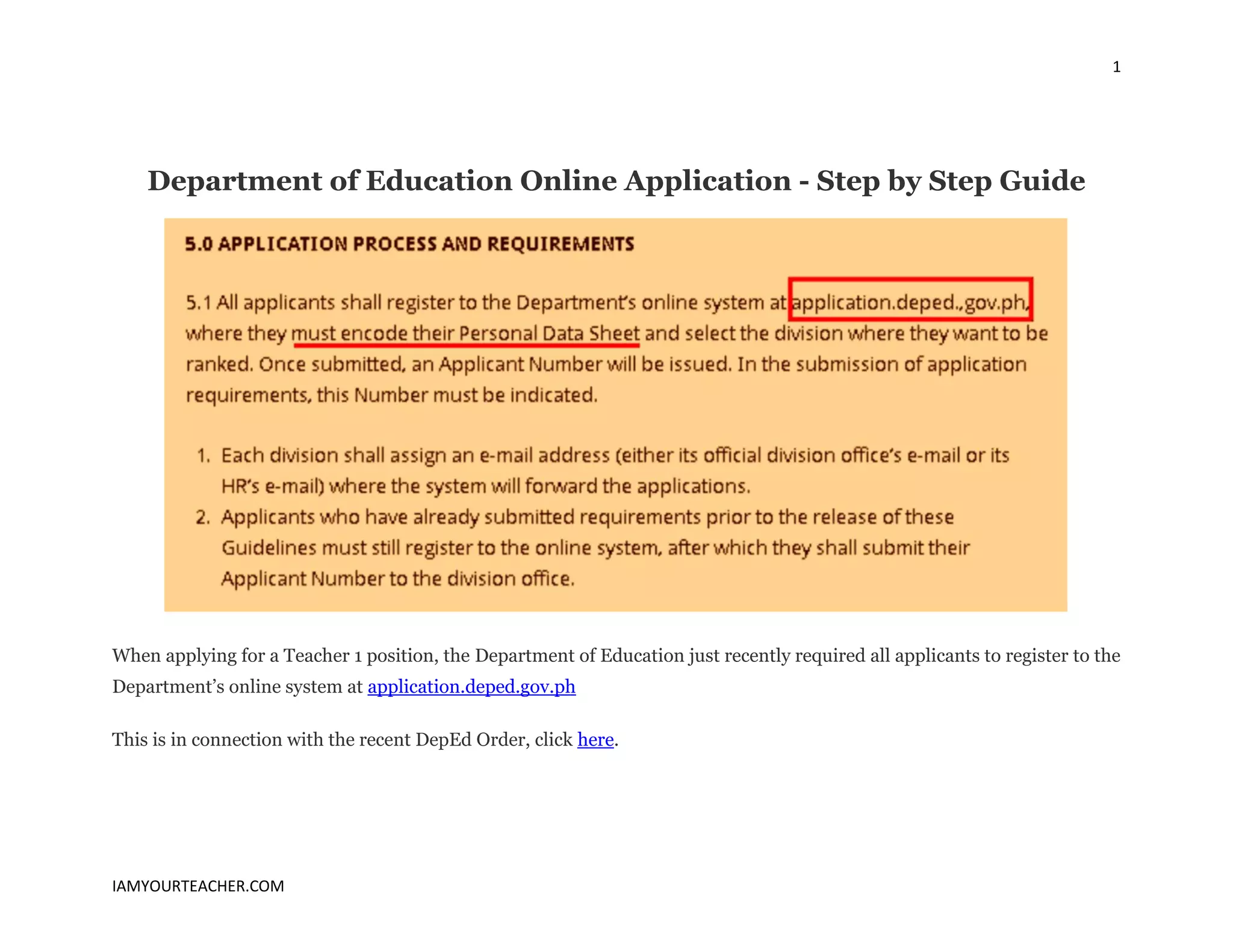 Department of Education Online Application - Step by Step Guide ...