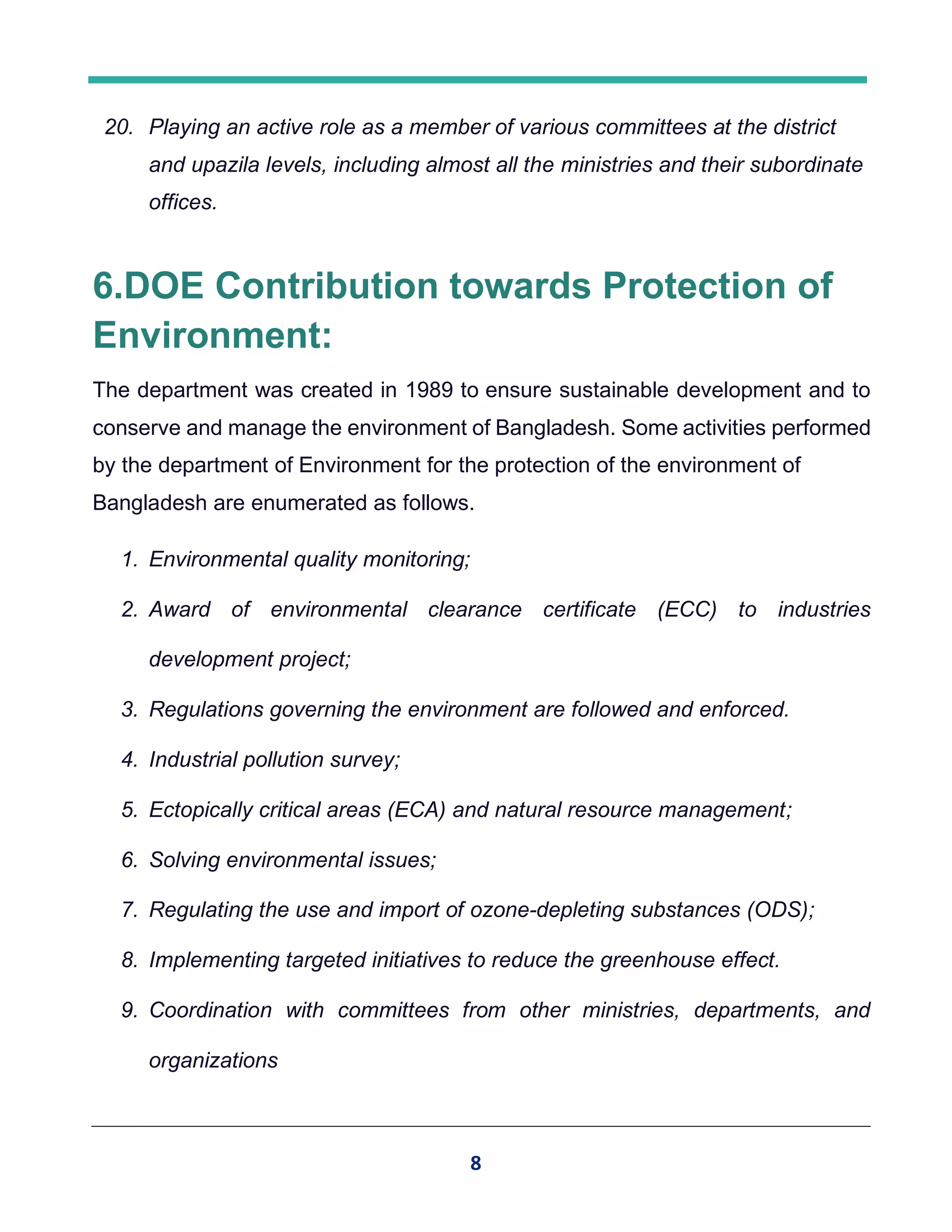 Department of environment(DOE),Bangladesh | PDF