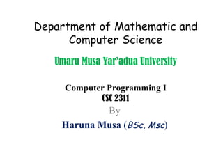 CSC 2311 Slide 1 | PPT