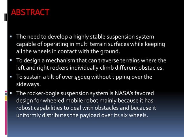 All Terrain Hexapod (Bogie Rocker mechanism) | PPT