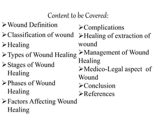 Department of oral & maxillofacial surgery (Wound healing ) | PPTX