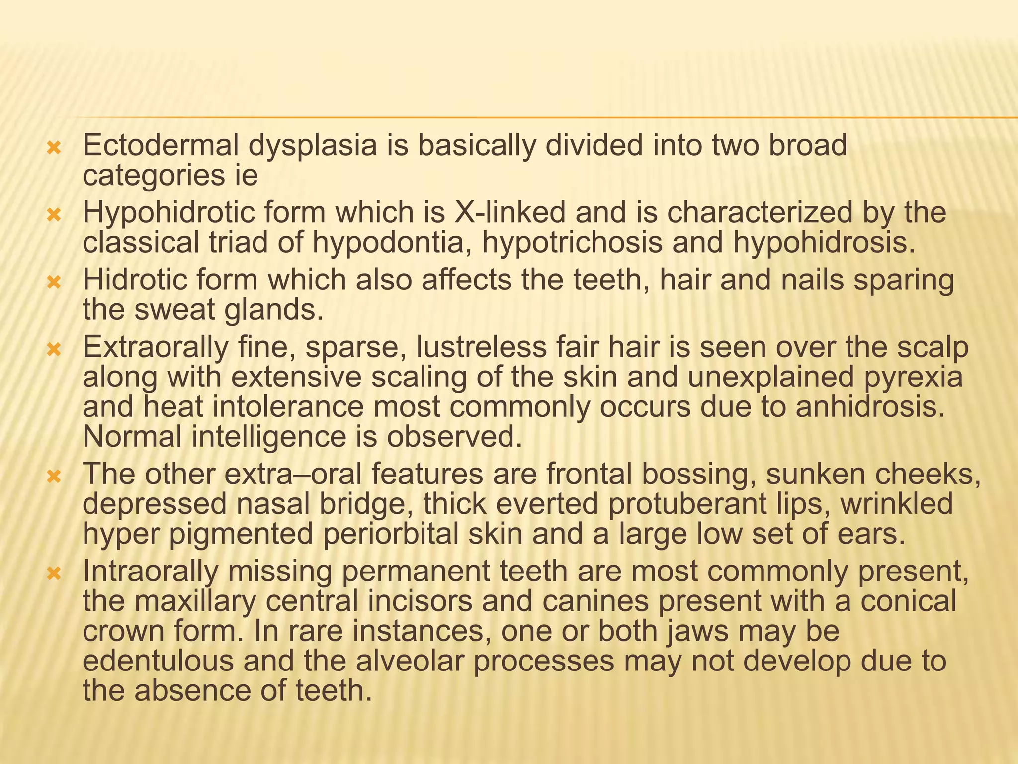 hypohydrotic ectodermal dysplasia | PPTX