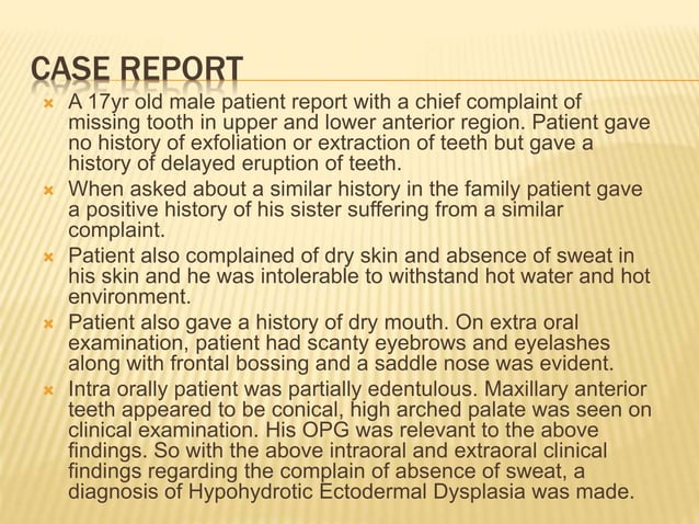hypohydrotic ectodermal dysplasia | PPTX