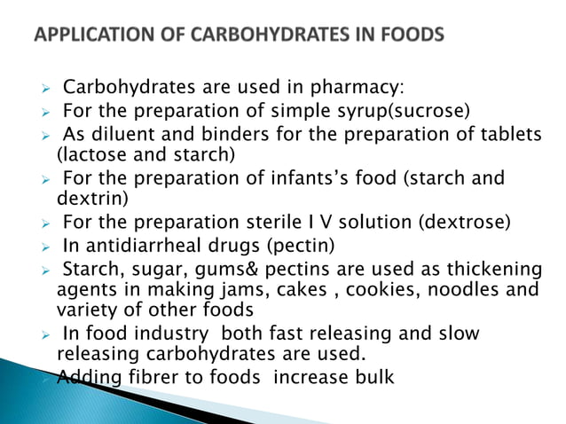 CARBOHYDRATES IN FOOD ANALYSIS | PPTX | Chemistry | Science