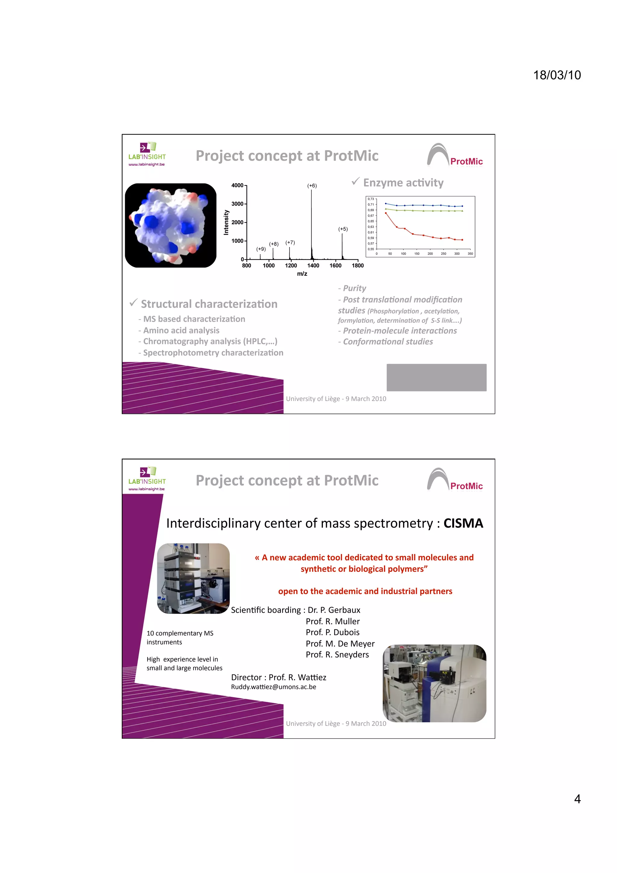 Department of Proteomic and Microbiology - UMons - Lab'InSight ...