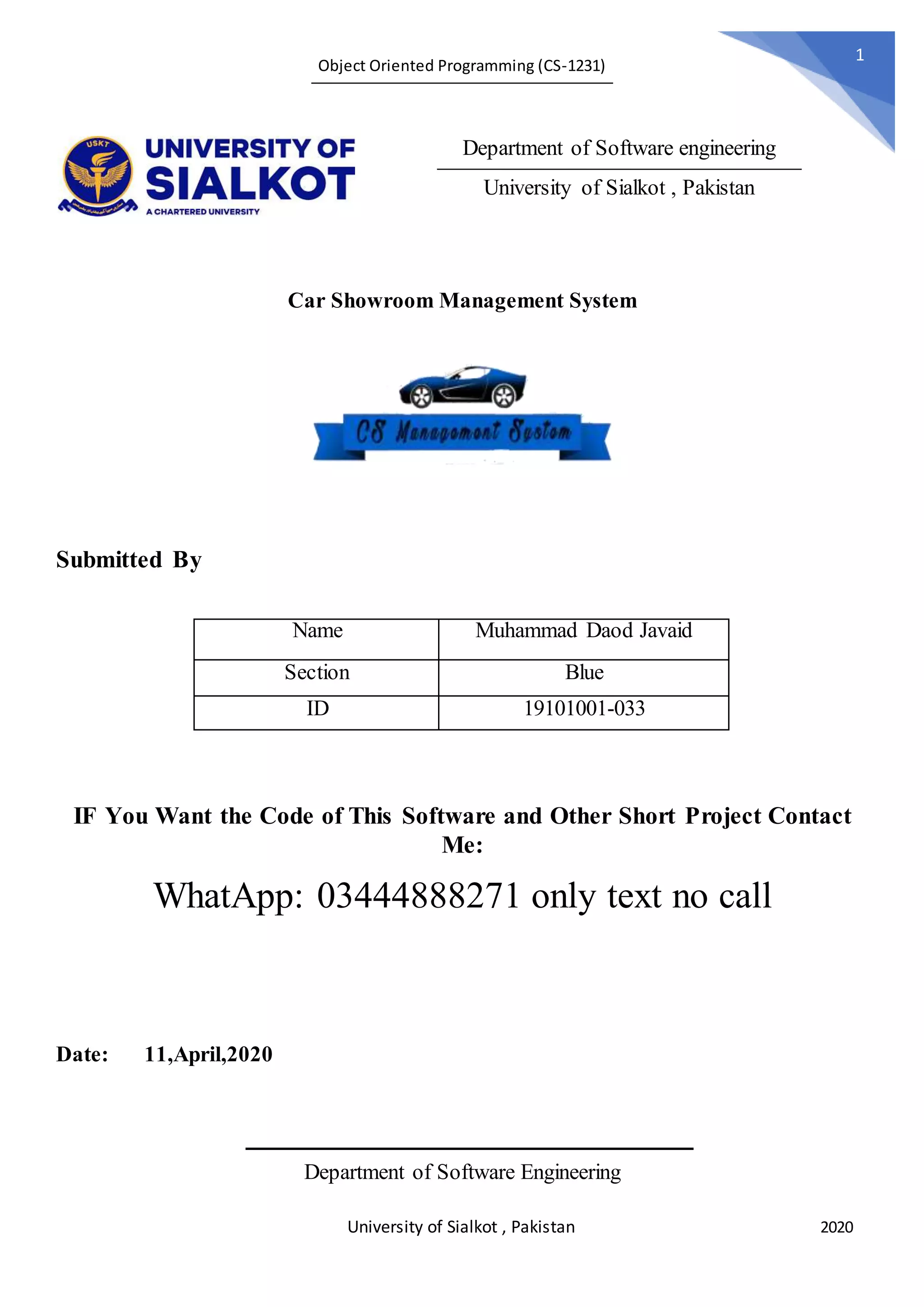 Car Showroom management System in c++ | DOCX