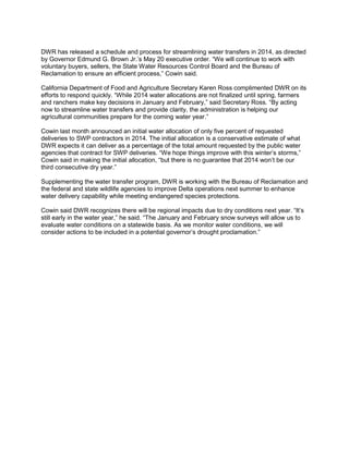 Press Release: DWR: Drought Management Team | DOCX | Agriculture ...