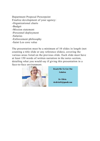 Department Proposal PowerpointFinalize development of your agency.docx