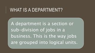 Departments in an organisation | PPTX