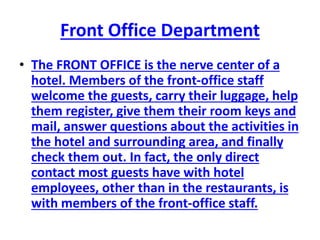 Departments of a hotel | PPTX