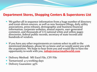 Department stores, shopping centers & superstores list | PDF