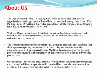Department stores, shopping centers & superstores list | PDF