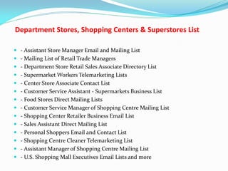Department stores, shopping centers & superstores list | PDF