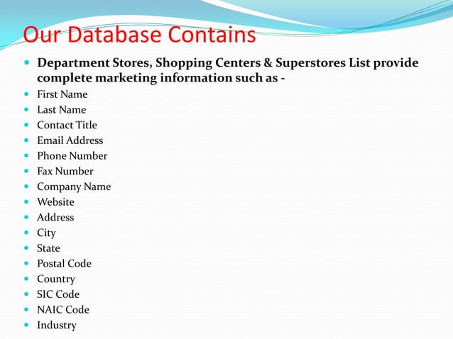 Department stores, shopping centers & superstores list | PPT