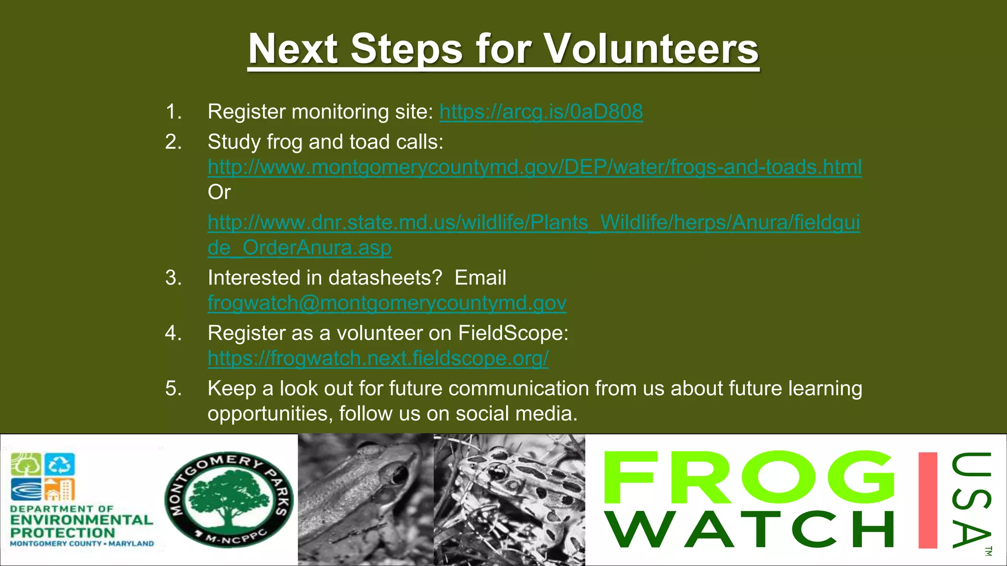 Dep breakout room from FrogWatch 102 training | PPT