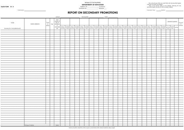 Dep ed form-18a-secondary-by-jonathanparanada | XLS