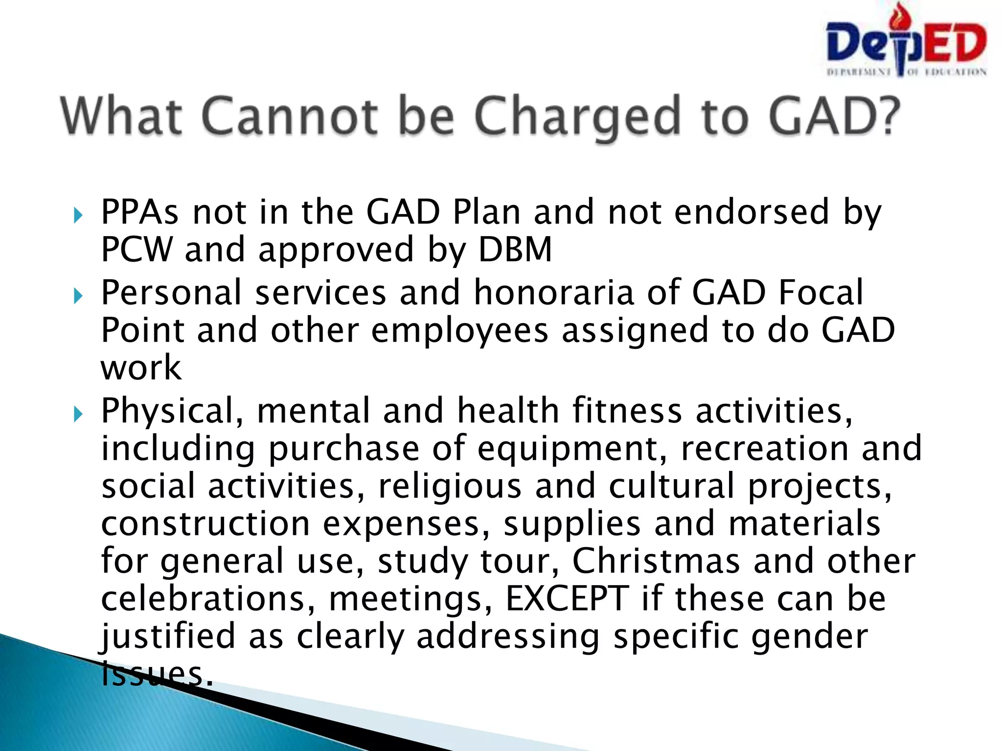 Deped Guidelines on the Preparation of GAD plans | PPTX