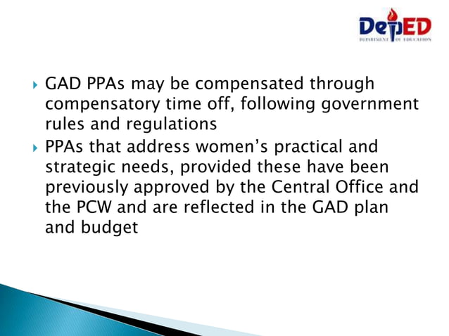 Deped Guidelines on the Preparation of GAD plans | PPTX | Business ...