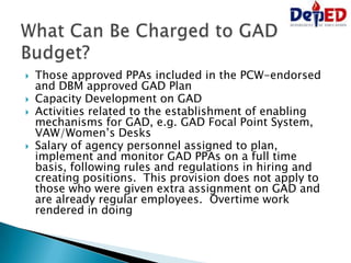 Deped Guidelines on the Preparation of GAD plans | PPT