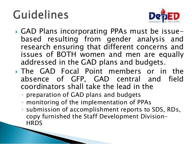 Deped Guidelines on the Preparation of GAD plans
