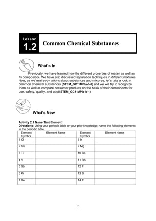 DepEd SHS STEM General Chemistry Modules Quarters 1-2 by CDO | PDF