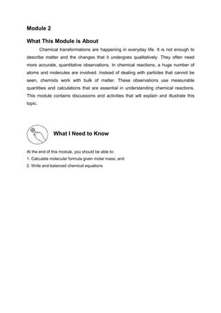 DepEd SHS STEM General Chemistry Modules Quarters 1-2 by CDO | PDF