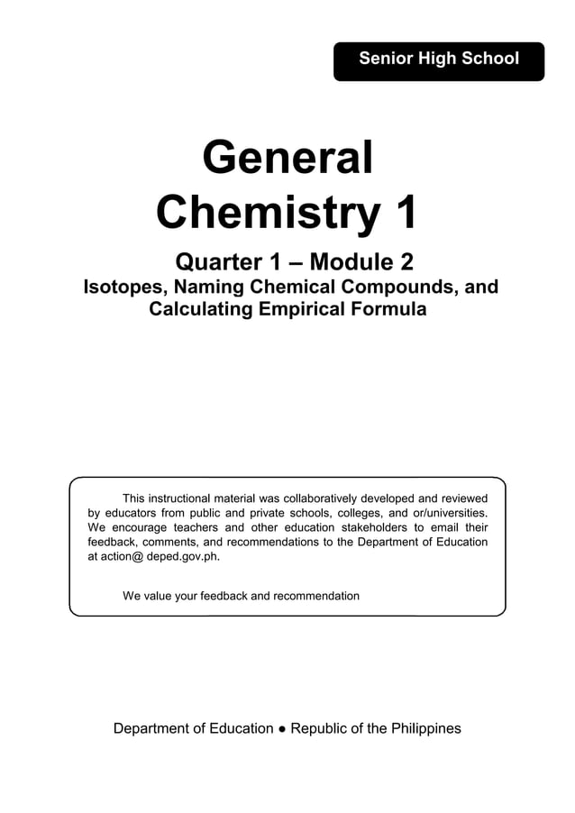 DepEd SHS STEM General Chemistry Modules Quarters 1-2 by CDO | PDF