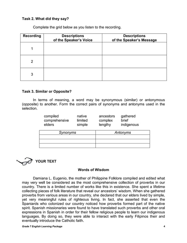 Deped grade 7 english module 1st quarter