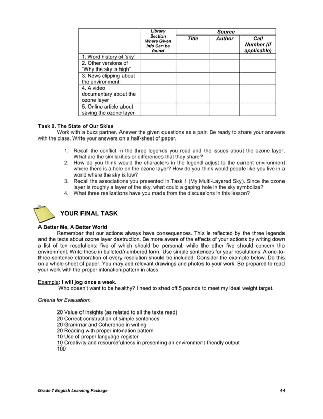 Deped grade 7 english module 1st quarter