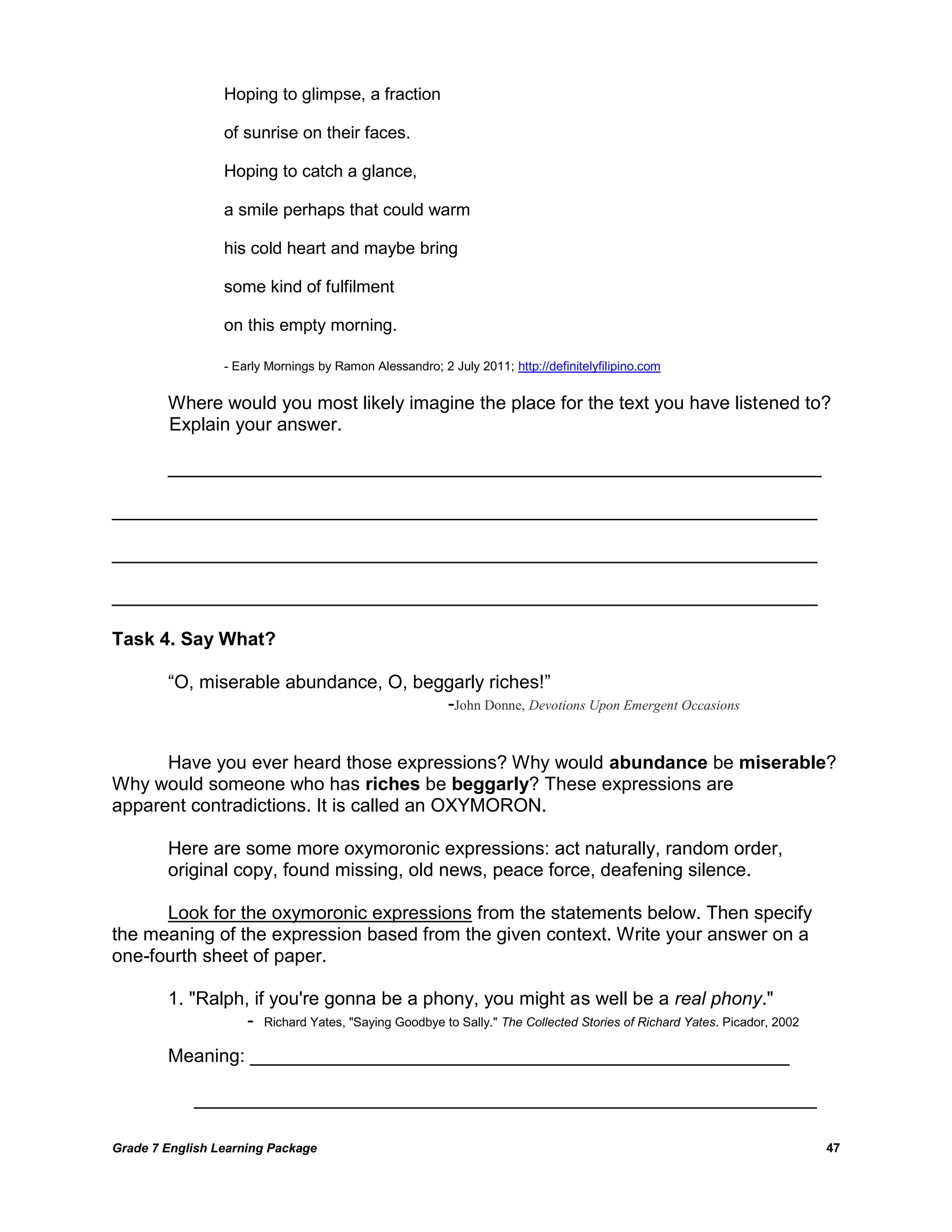 Deped grade 7 english module 2nd quater | PDF