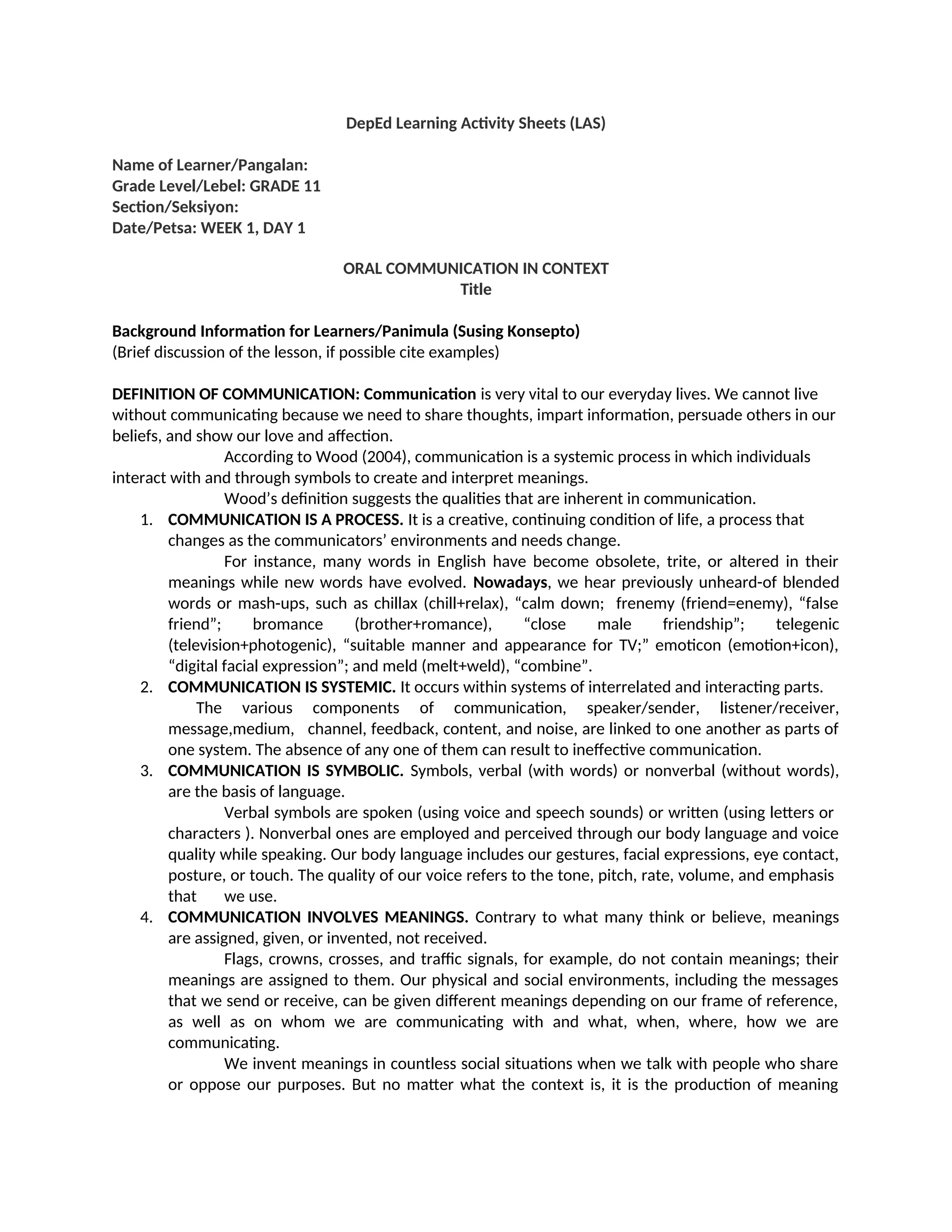 DepEd LAS ORAL COMMUNICATION IN CONTEXT WEEK 1.docx