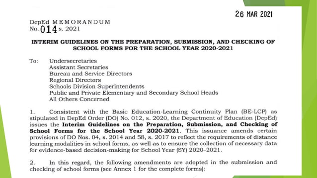DepEd Memo 14 S 2021.pptx | Educational Assessment | Education