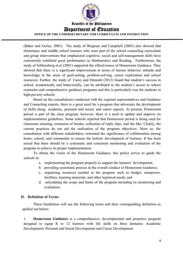 Deped memorandum policy guidelines on the implementation of the ...