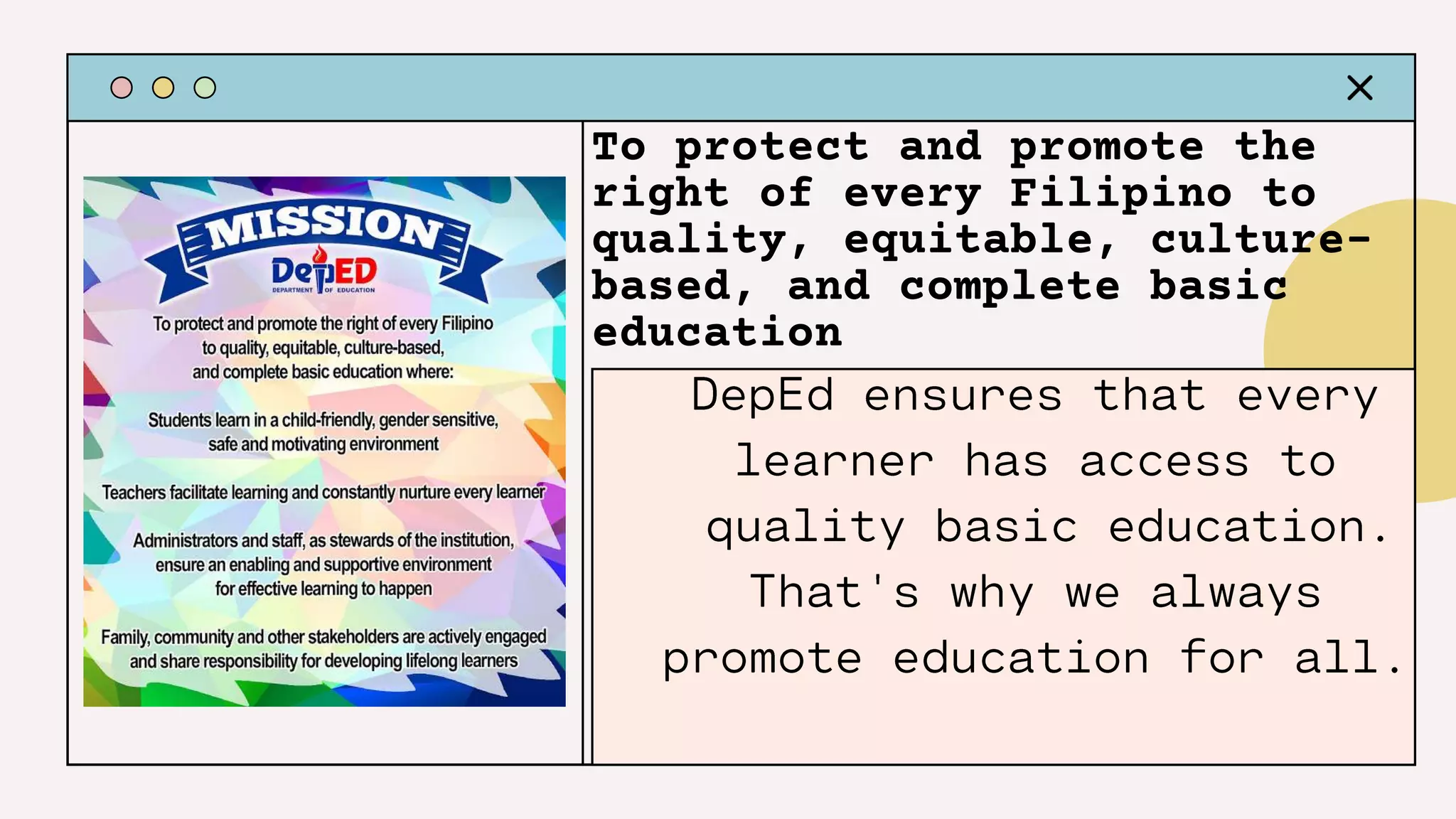 Deped mission, vision and core values | PPTX