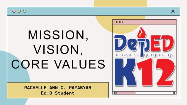Deped mission, vision and core values | PPTX | Education