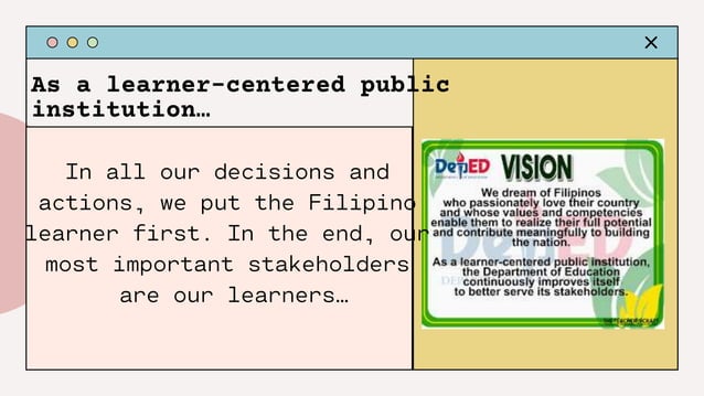 Deped mission, vision and core values | PPTX | Education