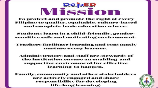 DepED Mission, Vision, and Core Values.pptx | Professional School ...