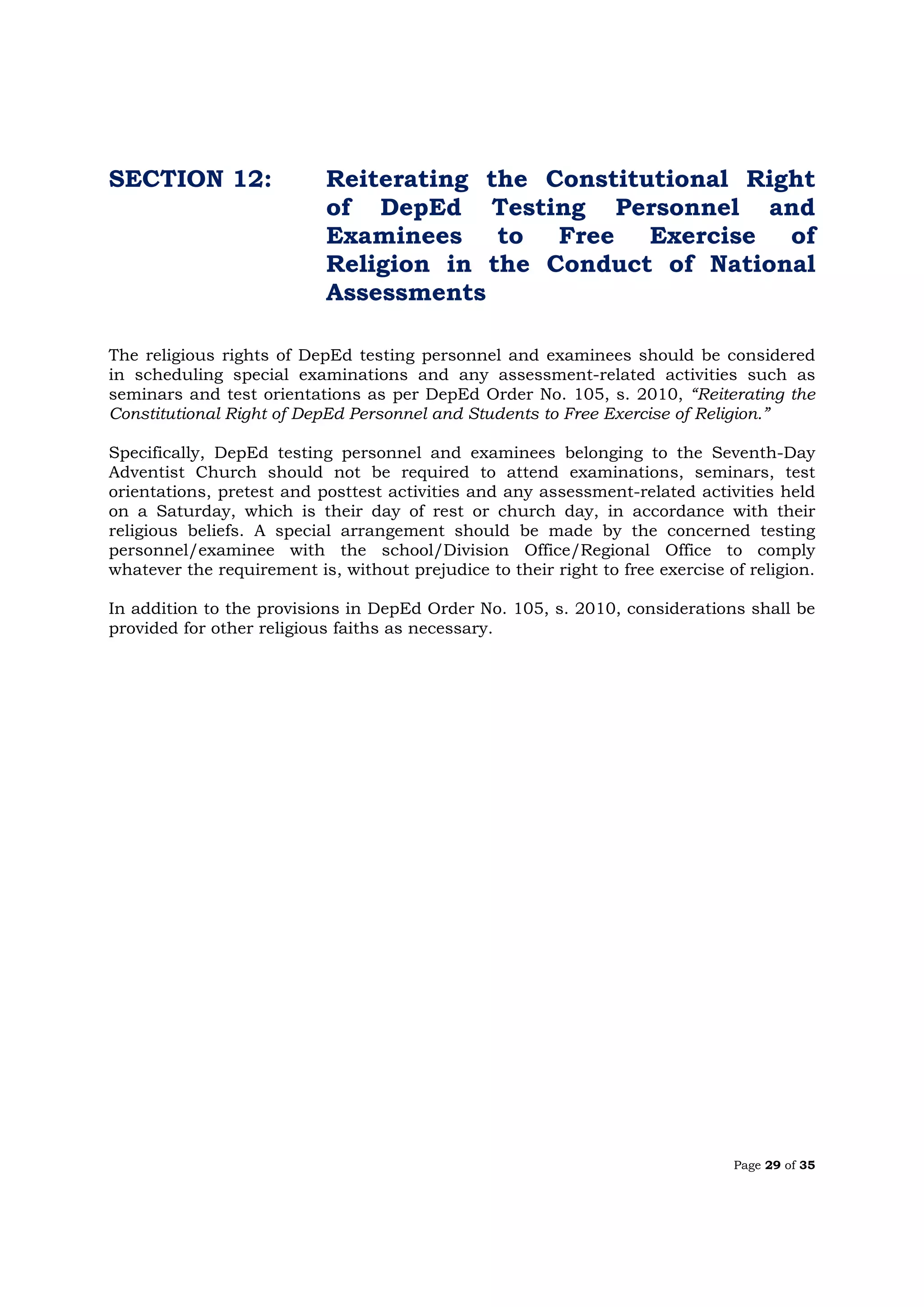 Dep ed order do-s2016_55 k-12 assessment policy | PDF