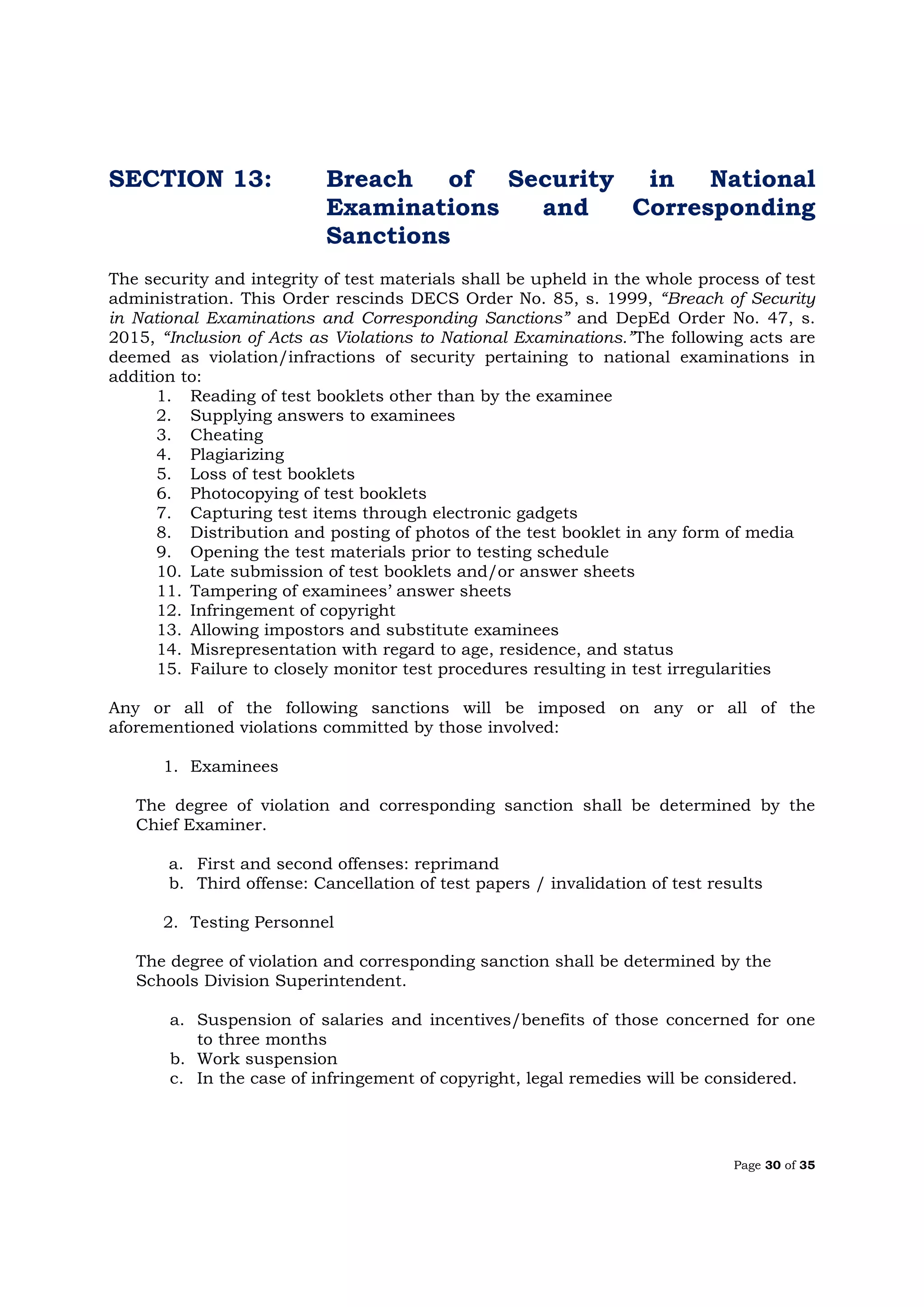 Dep ed order do-s2016_55 k-12 assessment policy | PDF