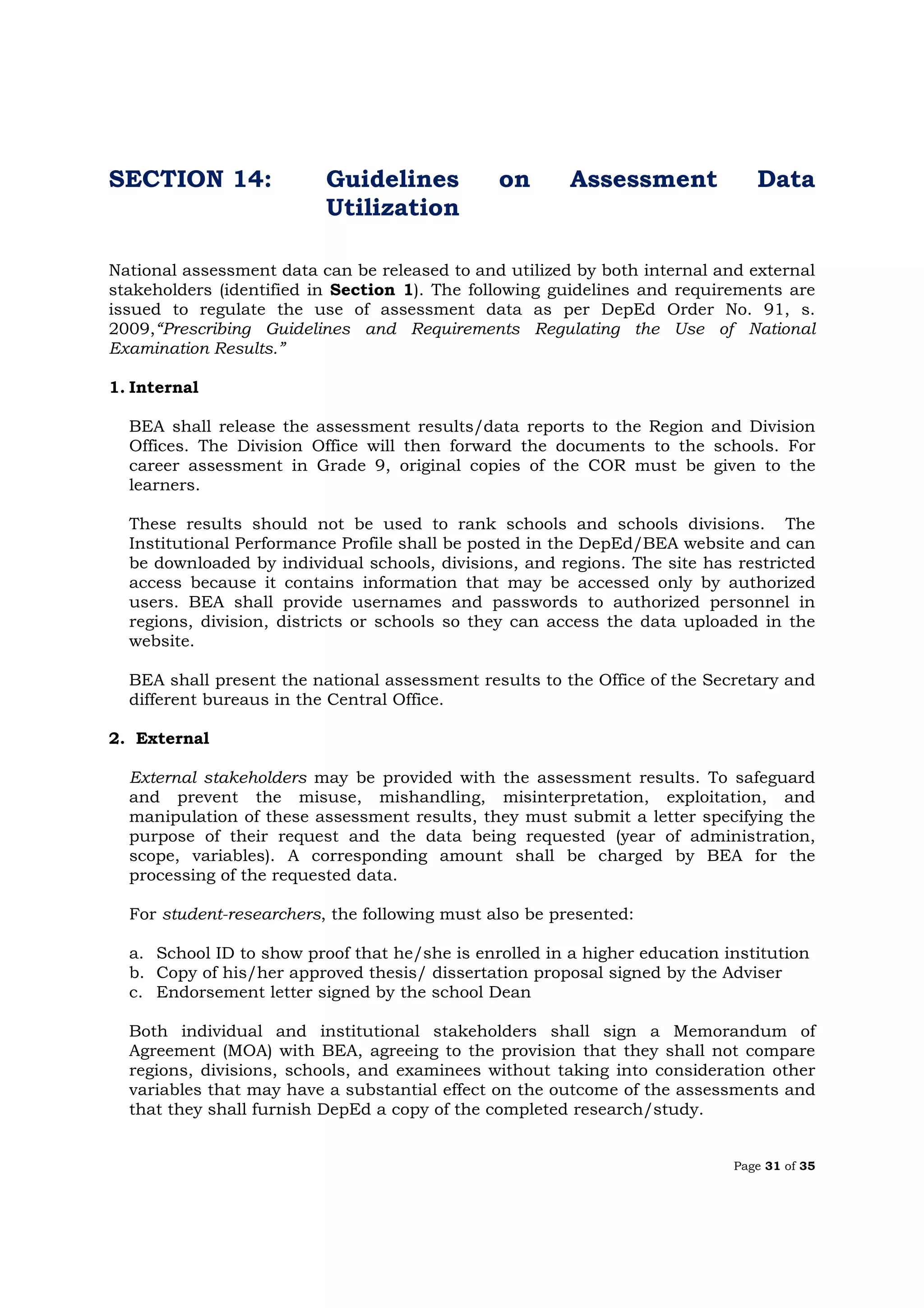 Dep ed order do-s2016_55 k-12 assessment policy | PDF