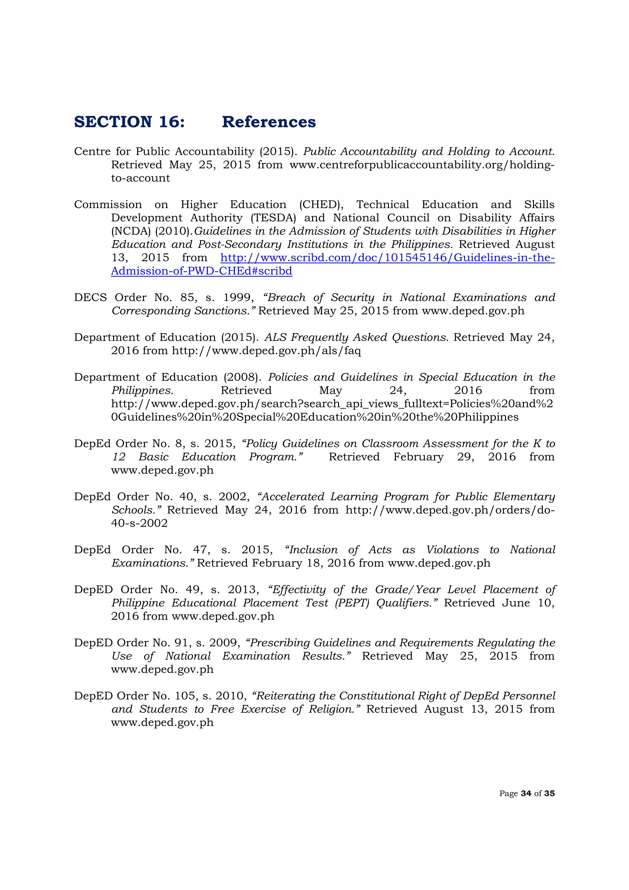 Dep ed order do-s2016_55 k-12 assessment policy | PDF