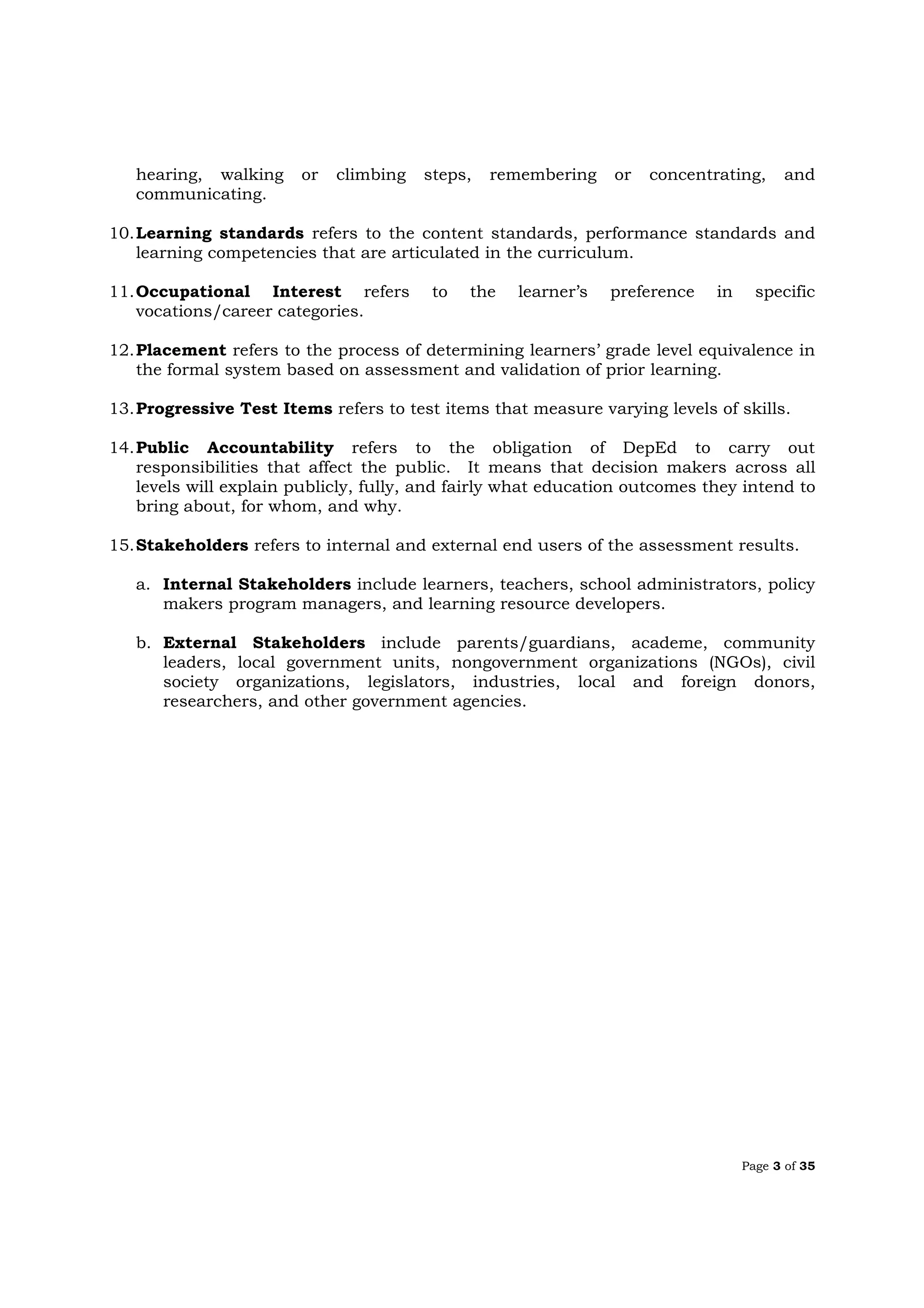 Dep ed order do-s2016_55 k-12 assessment policy | PDF