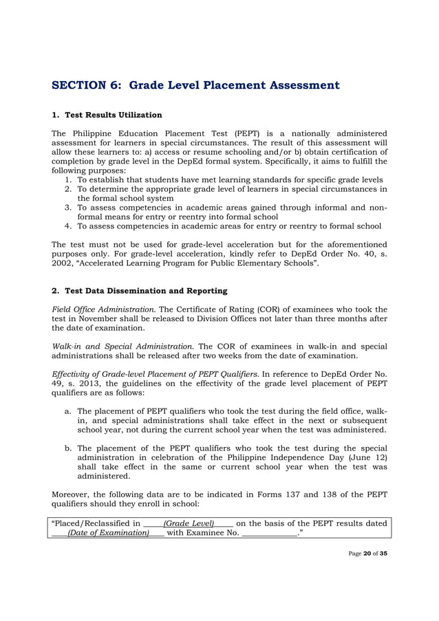 Dep ed order do-s2016_55 k-12 assessment policy | PDF