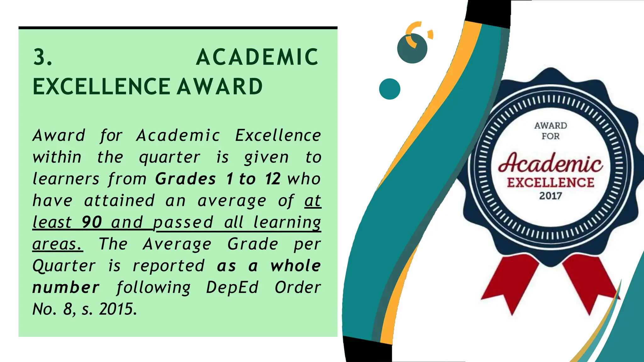 The Award for Academic Excellence of Grade 1- 12 | PPTX