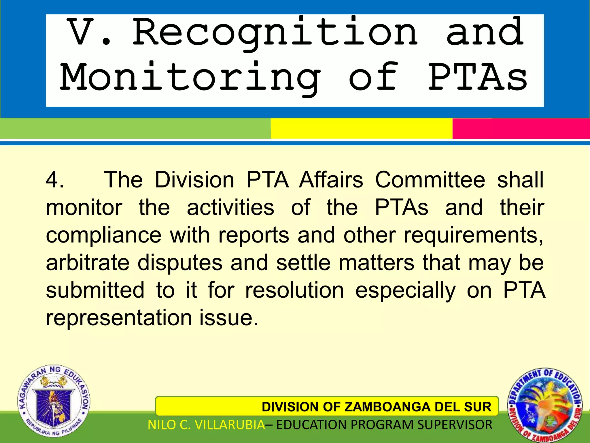 DO 54, s. 2009 - Revised Guidelines Governing Parents-Teachers Associations (PTAs) at the School ...